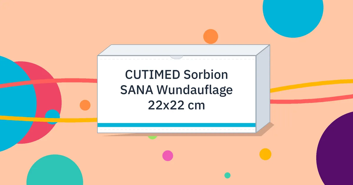 Symbolbild: Packung mit der Aufschrift CUTIMED Sorbion SANA Wundauflage 22x22 cm (PZN 20650183) – Verfügbarkeit und Bezug in Apotheken in Frankfurt am Main