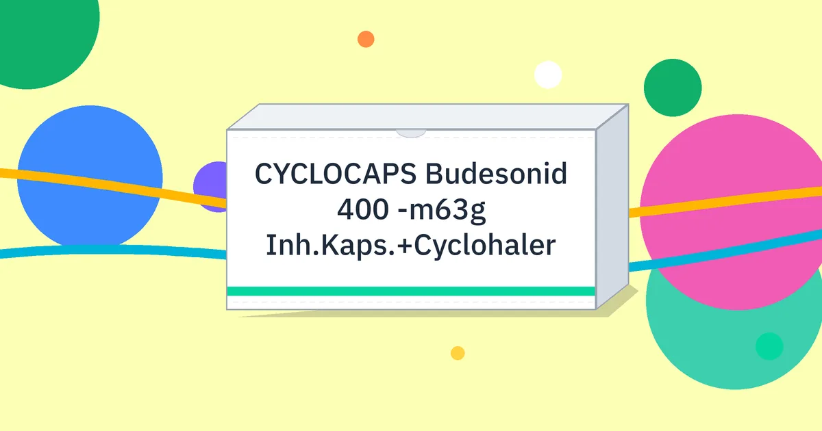 Symbolbild: Packung mit der Aufschrift CYCLOCAPS Budesonid 400 -m63g Inh.Kaps.+Cyclohaler (PZN 02418005) – Verfügbarkeit und Bezug in Apotheken in Frankfurt am Main