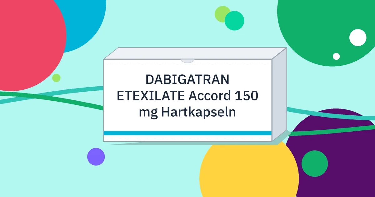 Symbolbild: Packung mit der Aufschrift DABIGATRAN ETEXILATE Accord 150 mg Hartkapseln (PZN 19366117) – Verfügbarkeit und Bezug in Apotheken in Frankfurt am Main