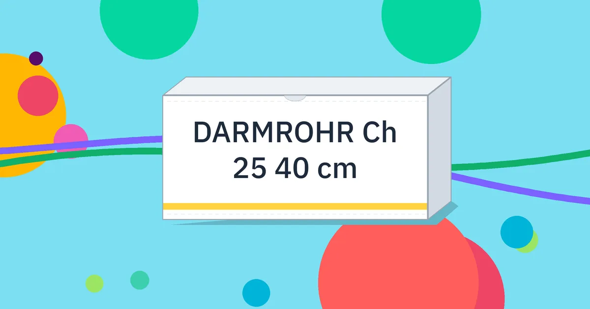 Symbolbild: Packung mit der Aufschrift DARMROHR Ch 25 40 cm (PZN 00725714) – Verfügbarkeit und Bezug in Apotheken in Frankfurt am Main