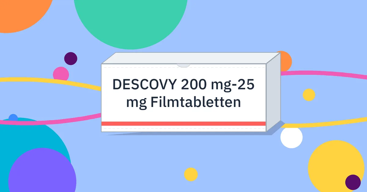 Symbolbild: Packung mit der Aufschrift DESCOVY 200 mg-25 mg Filmtabletten (PZN 11727395) – Verfügbarkeit und Bezug in Apotheken in Frankfurt am Main