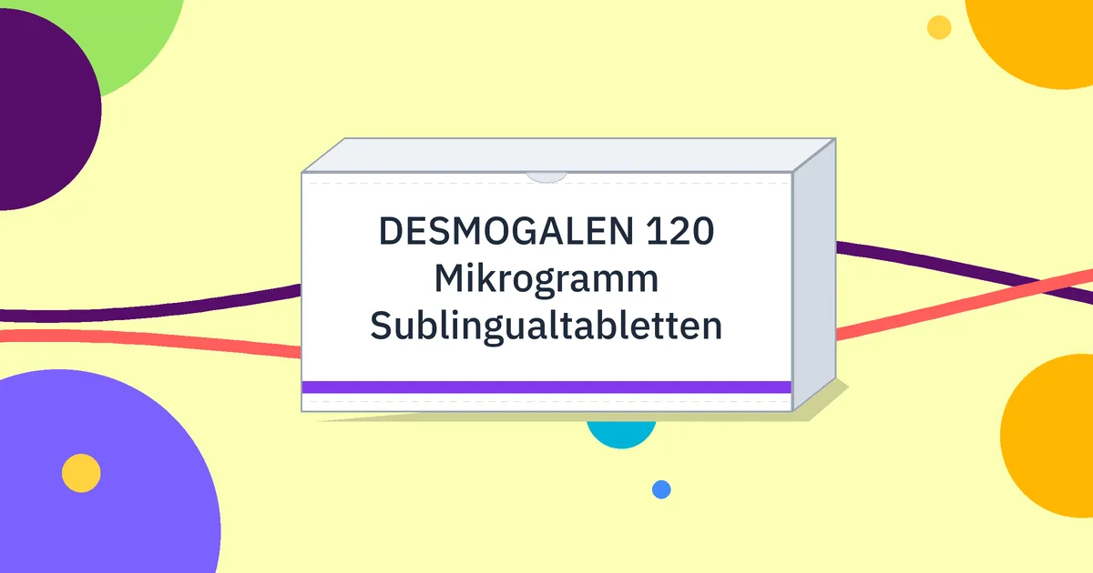Symbolbild: Packung mit der Aufschrift DESMOGALEN 120 Mikrogramm Sublingualtabletten (PZN 19150297) – Verfügbarkeit und Bezug in Apotheken in Frankfurt am Main