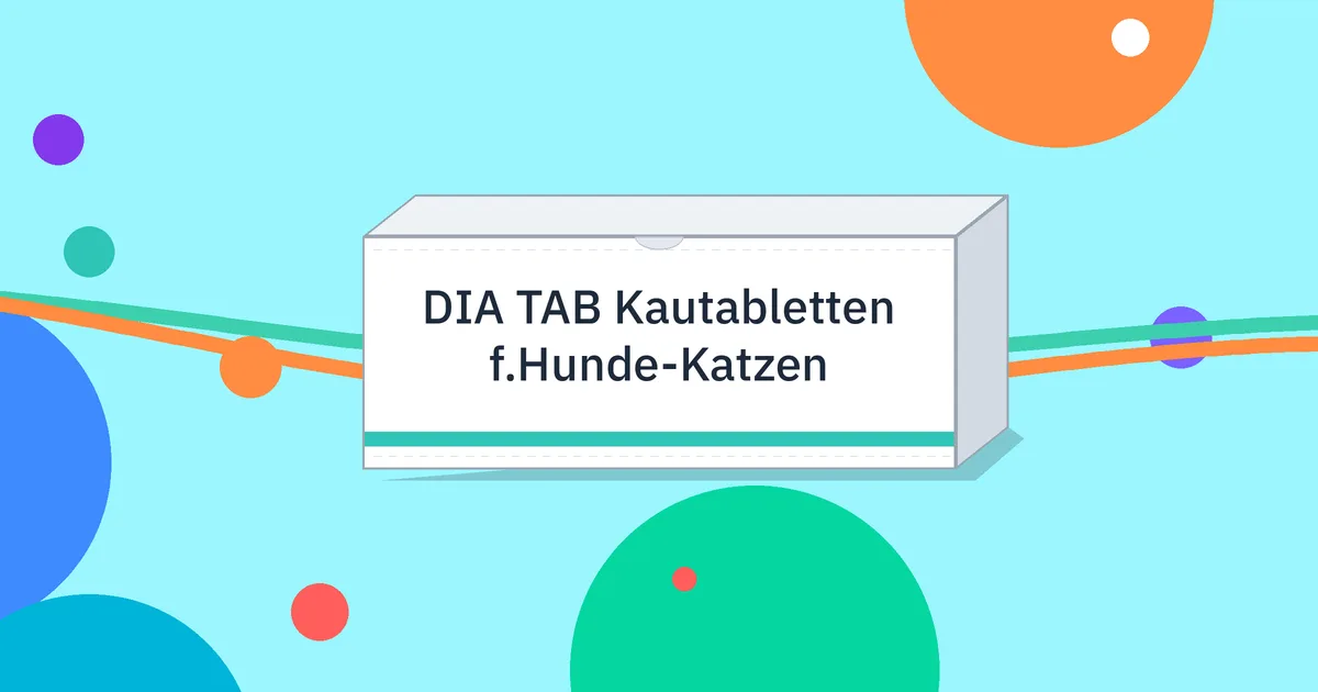 Symbolbild: Packung mit der Aufschrift DIA TAB Kautabletten f.Hunde-Katzen (PZN 10214920) – Verfügbarkeit und Bezug in Apotheken in Frankfurt am Main