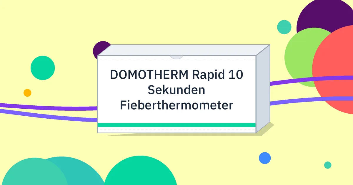 Symbolbild: Packung mit der Aufschrift DOMOTHERM Rapid 10 Sekunden Fieberthermometer (PZN 12504786) – Verfügbarkeit und Bezug in Apotheken in Frankfurt am Main