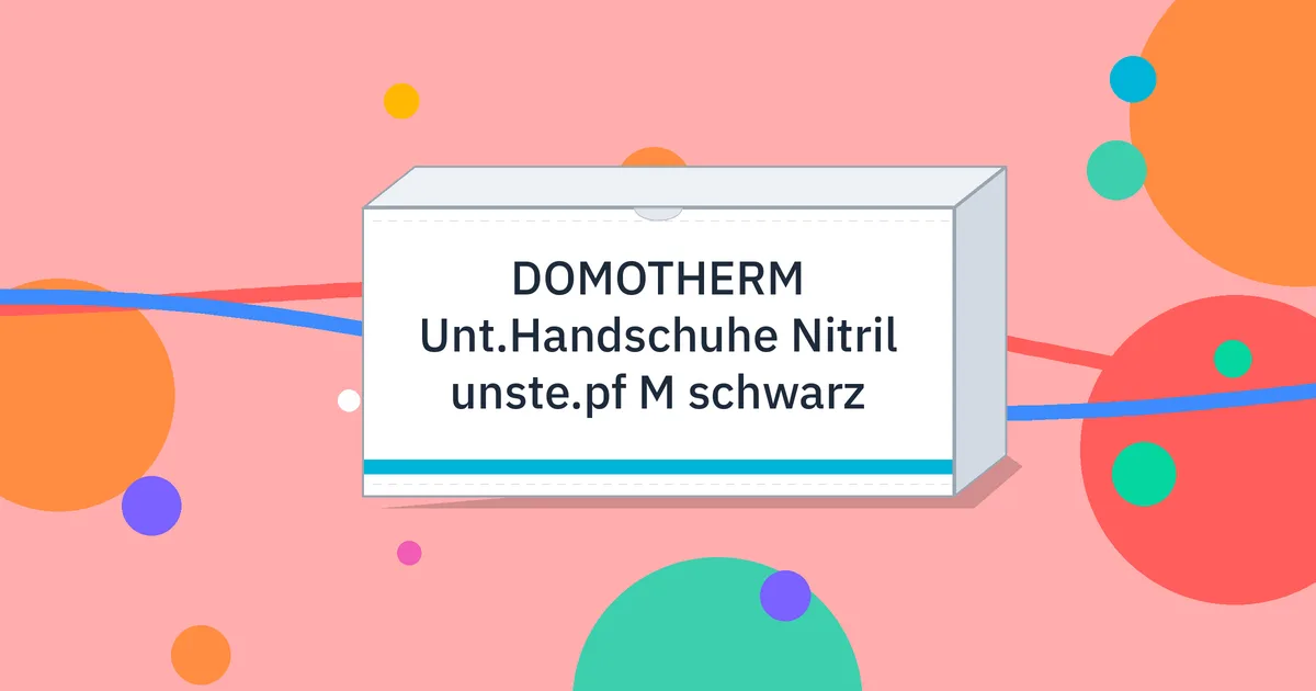 Symbolbild: Packung mit der Aufschrift DOMOTHERM Unt.Handschuhe Nitril unste.pf M schwarz (PZN 18489289) – Verfügbarkeit und Bezug in Apotheken in Frankfurt am Main
