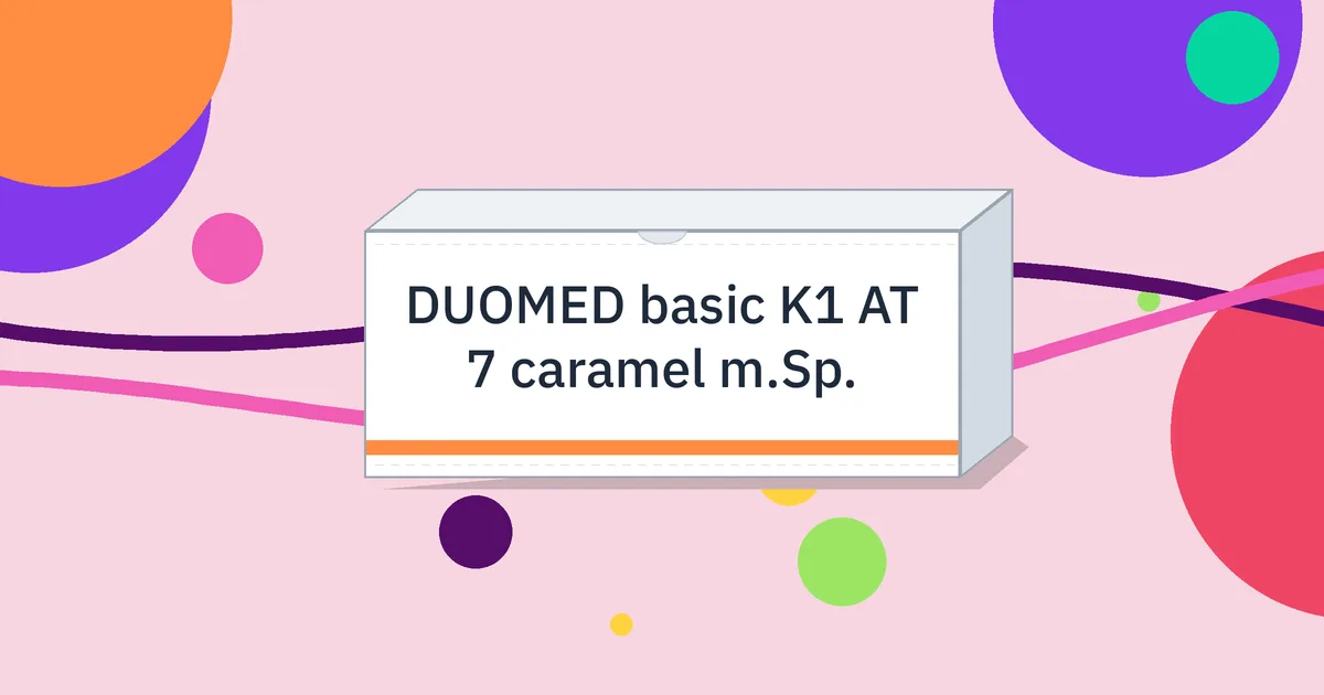 Symbolbild: Packung mit der Aufschrift DUOMED basic K1 AT 7 caramel m.Sp. (PZN 20902621) – Verfügbarkeit und Bezug in Apotheken in Frankfurt am Main