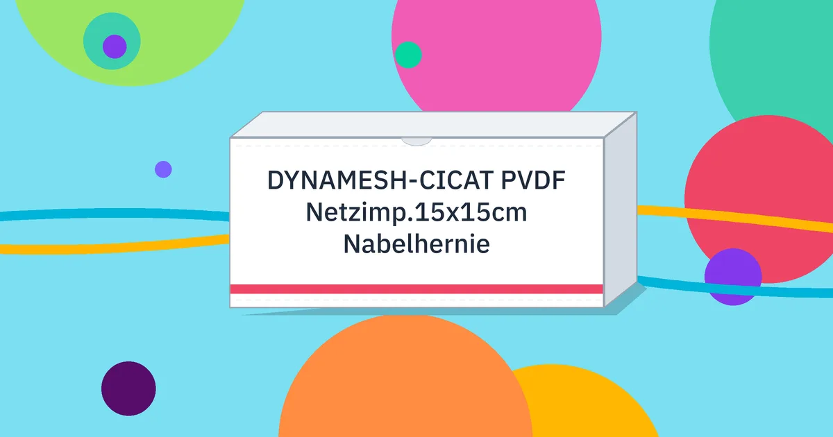 Symbolbild: Packung mit der Aufschrift DYNAMESH-CICAT PVDF Netzimp.15x15cm Nabelhernie (PZN 17549405) – Verfügbarkeit und Bezug in Apotheken in Frankfurt am Main