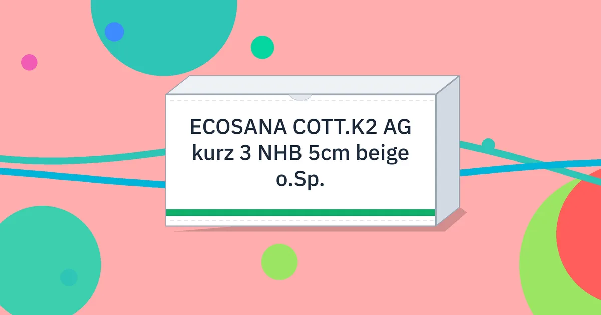 Symbolbild: Packung mit der Aufschrift ECOSANA COTT.K2 AG kurz 3 NHB 5cm beige o.Sp. (PZN 16949456) – Verfügbarkeit und Bezug in Apotheken in Frankfurt am Main