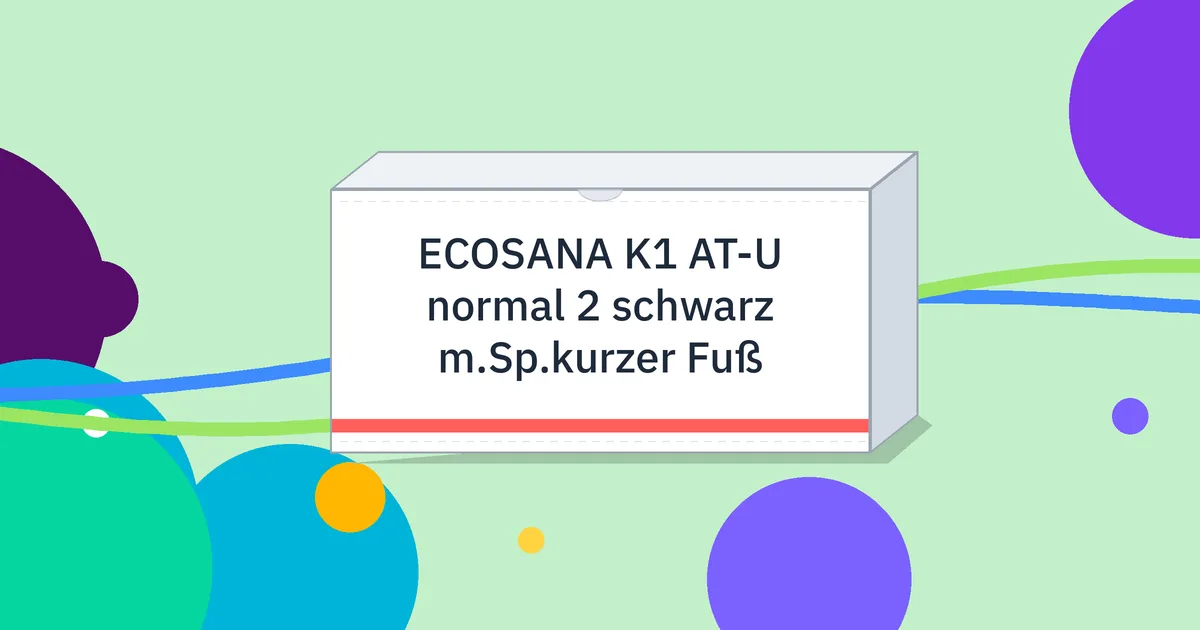 Symbolbild: Packung mit der Aufschrift ECOSANA K1 AT-U normal 2 schwarz m.Sp.kurzer Fuß (PZN 04733076) – Verfügbarkeit und Bezug in Apotheken in Frankfurt am Main