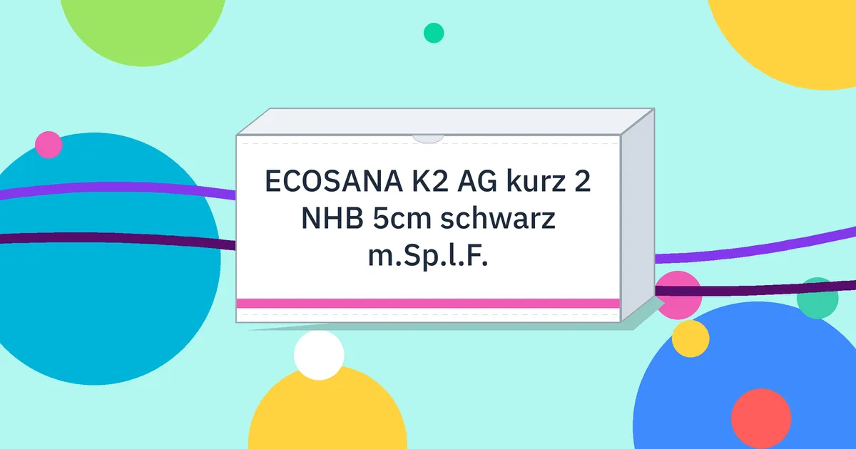 Symbolbild: Packung mit der Aufschrift ECOSANA K2 AG kurz 2 NHB 5cm schwarz m.Sp.l.F. (PZN 10954858) – Verfügbarkeit und Bezug in Apotheken in Frankfurt am Main