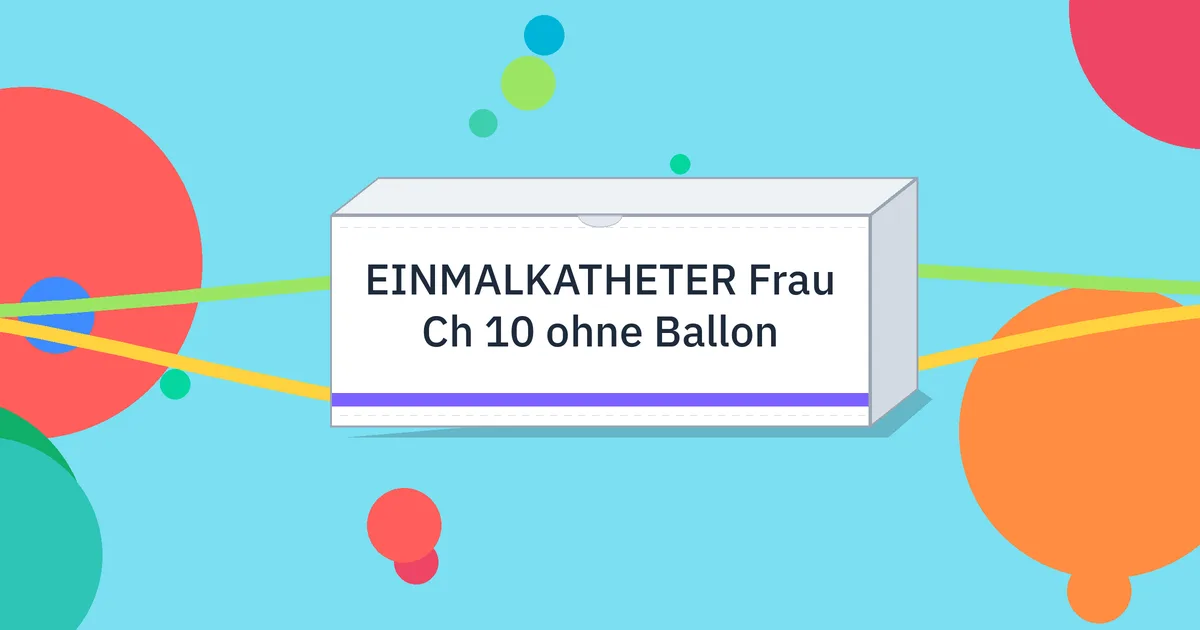 Symbolbild: Packung mit der Aufschrift EINMALKATHETER Frau Ch 10 ohne Ballon (PZN 00052267) – Verfügbarkeit und Bezug in Apotheken in Frankfurt am Main