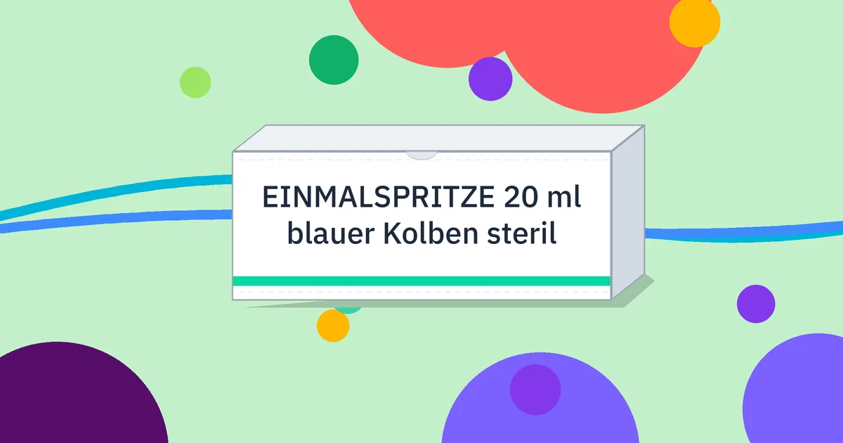 Symbolbild: Packung mit der Aufschrift EINMALSPRITZE 20 ml blauer Kolben steril (PZN 09328742) – Verfügbarkeit und Bezug in Apotheken in Frankfurt am Main