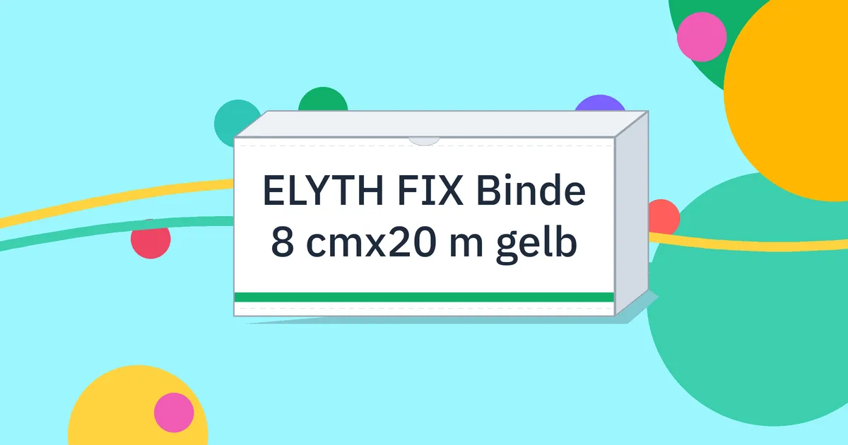 Symbolbild: Packung mit der Aufschrift ELYTH FIX Binde 8 cmx20 m gelb (PZN 10537600) – Verfügbarkeit und Bezug in Apotheken in Frankfurt am Main