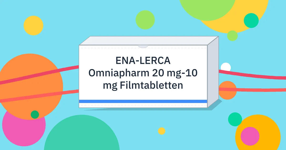 Symbolbild: Packung mit der Aufschrift ENA-LERCA Omniapharm 20 mg-10 mg Filmtabletten (PZN 12421043) – Verfügbarkeit und Bezug in Apotheken in Frankfurt am Main