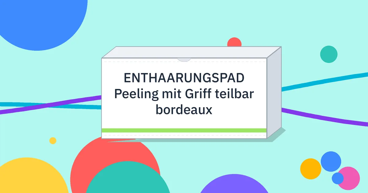 Symbolbild: Packung mit der Aufschrift ENTHAARUNGSPAD Peeling mit Griff teilbar bordeaux (PZN 19507581) – Verfügbarkeit und Bezug in Apotheken in Frankfurt am Main
