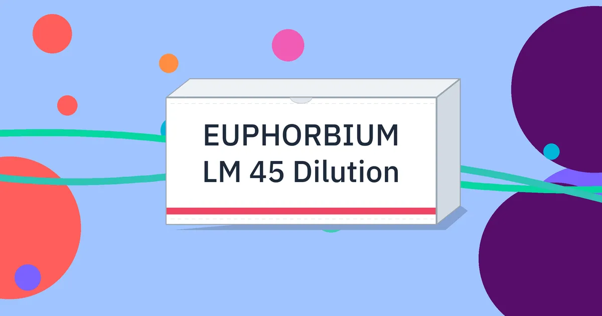 Symbolbild: Packung mit der Aufschrift EUPHORBIUM LM 45 Dilution (PZN 13483454) – Verfügbarkeit und Bezug in Apotheken in Frankfurt am Main