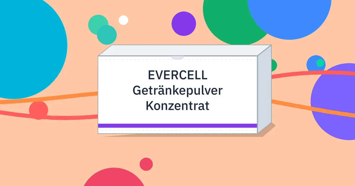 Symbolbild: Packung mit der Aufschrift EVERCELL Getränkepulver Konzentrat (PZN 08917413) – Verfügbarkeit und Bezug in Apotheken in Frankfurt am Main