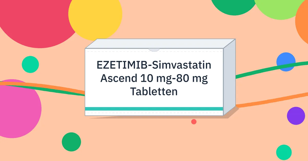 Symbolbild: Packung mit der Aufschrift EZETIMIB-Simvastatin Ascend 10 mg-80 mg Tabletten (PZN 18257426) – Verfügbarkeit und Bezug in Apotheken in Frankfurt am Main