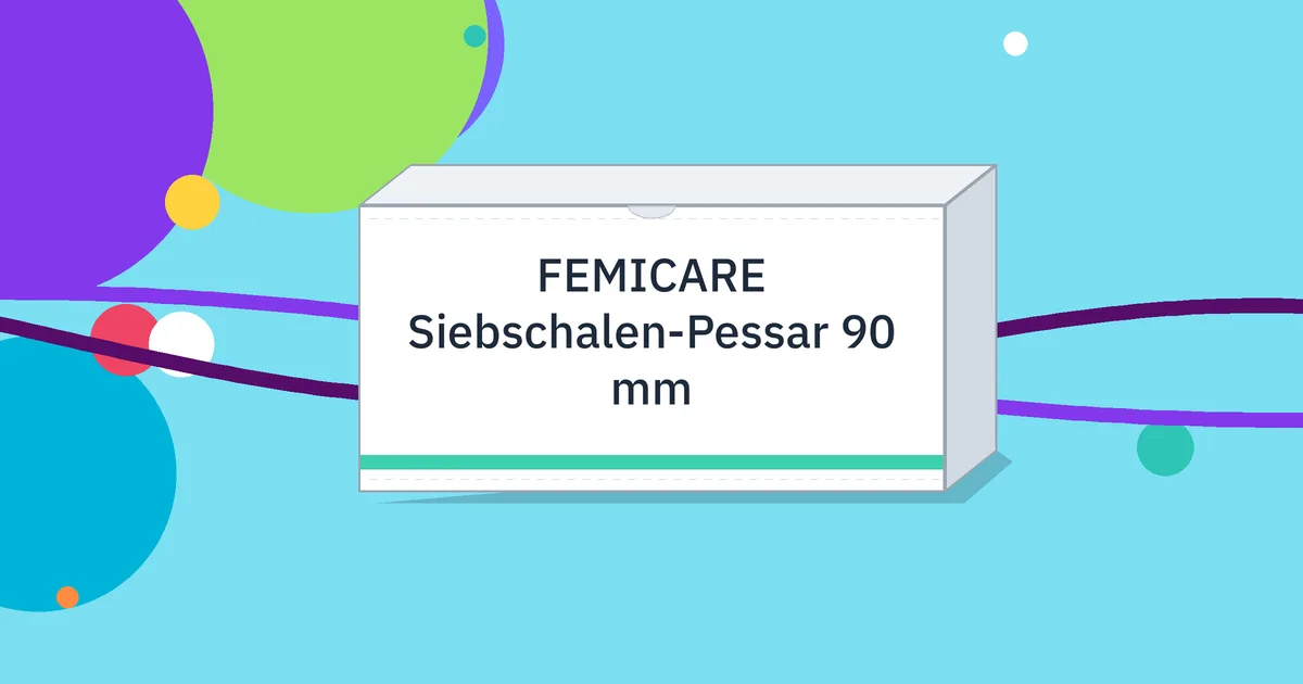 Symbolbild: Packung mit der Aufschrift FEMICARE Siebschalen-Pessar 90 mm (PZN 19336470) – Verfügbarkeit und Bezug in Apotheken in Frankfurt am Main