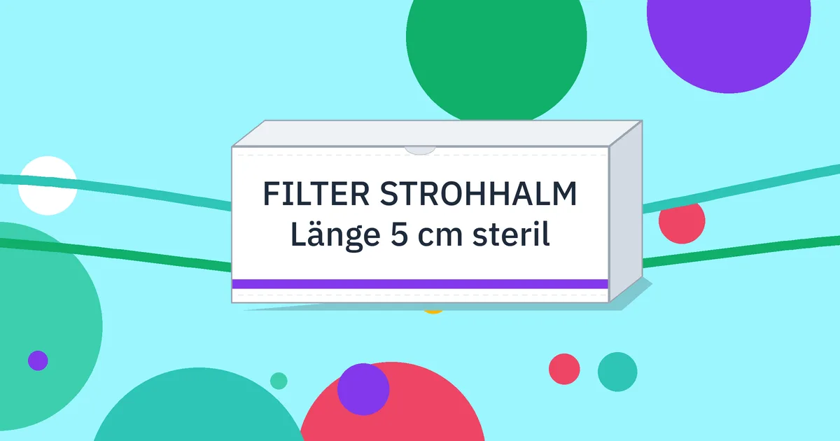 Symbolbild: Packung mit der Aufschrift FILTER STROHHALM Länge 5 cm steril (PZN 13230486) – Verfügbarkeit und Bezug in Apotheken in Frankfurt am Main
