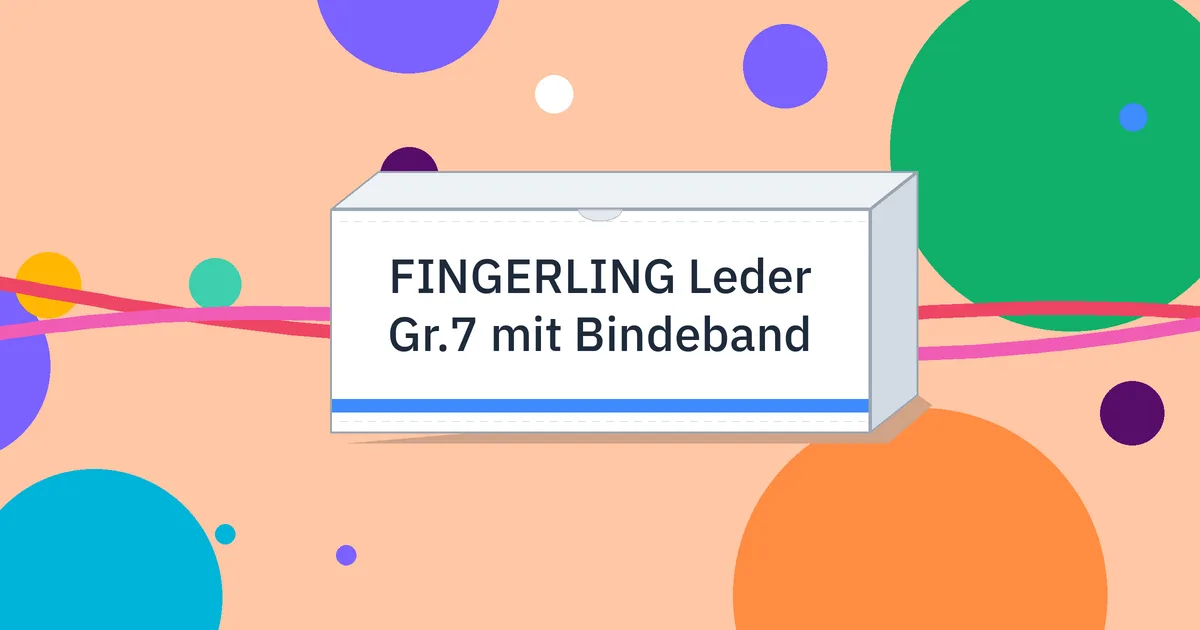 Symbolbild: Packung mit der Aufschrift FINGERLING Leder Gr.7 mit Bindeband (PZN 05466950) – Verfügbarkeit und Bezug in Apotheken in Frankfurt am Main