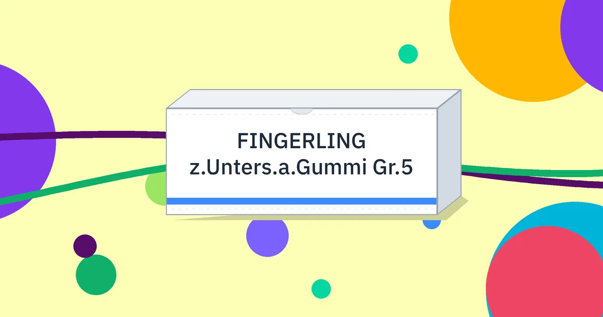 Symbolbild: Packung mit der Aufschrift FINGERLING z.Unters.a.Gummi Gr.5 (PZN 01726590) – Verfügbarkeit und Bezug in Apotheken in Frankfurt am Main