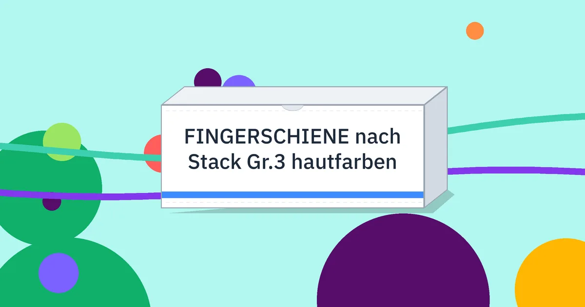 Symbolbild: Packung mit der Aufschrift FINGERSCHIENE nach Stack Gr.3 hautfarben (PZN 20401379) – Verfügbarkeit und Bezug in Apotheken in Frankfurt am Main