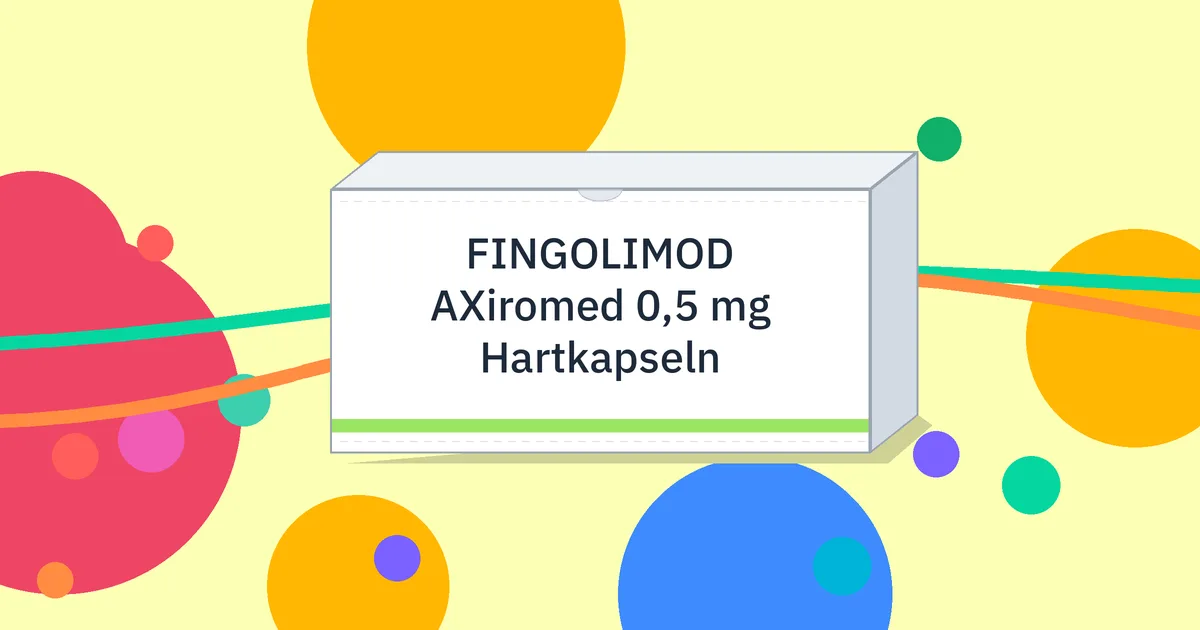 Symbolbild: Packung mit der Aufschrift FINGOLIMOD AXiromed 0,5 mg Hartkapseln (PZN 17922614) – Verfügbarkeit und Bezug in Apotheken in Frankfurt am Main