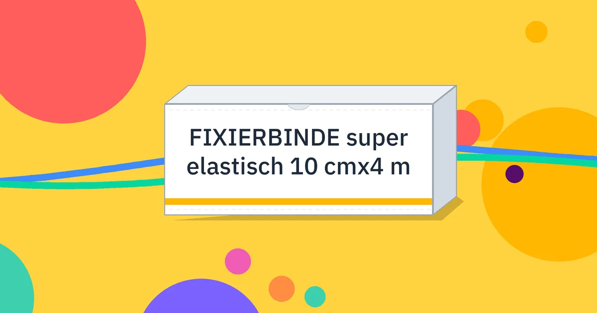 Symbolbild: Packung mit der Aufschrift FIXIERBINDE super elastisch 10 cmx4 m (PZN 02241653) – Verfügbarkeit und Bezug in Apotheken in Frankfurt am Main
