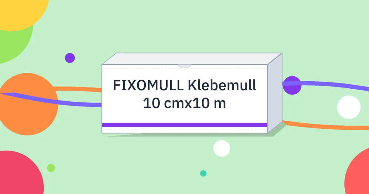 Symbolbild: Packung mit der Aufschrift FIXOMULL Klebemull 10 cmx10 m (PZN 15234910) – Verfügbarkeit und Bezug in Apotheken in Frankfurt am Main