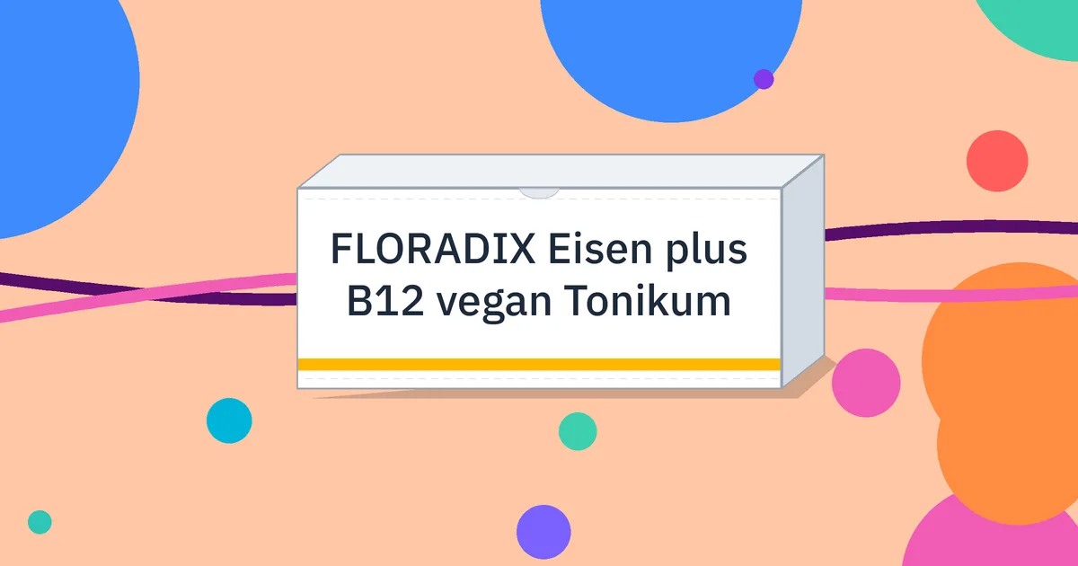Symbolbild: Packung mit der Aufschrift FLORADIX Eisen plus B12 vegan Tonikum (PZN 05101651) – Verfügbarkeit und Bezug in Apotheken in Frankfurt am Main