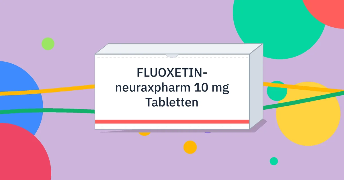 Symbolbild: Packung mit der Aufschrift FLUOXETIN-neuraxpharm 10 mg Tabletten (PZN 02136169) – Verfügbarkeit und Bezug in Apotheken in Frankfurt am Main