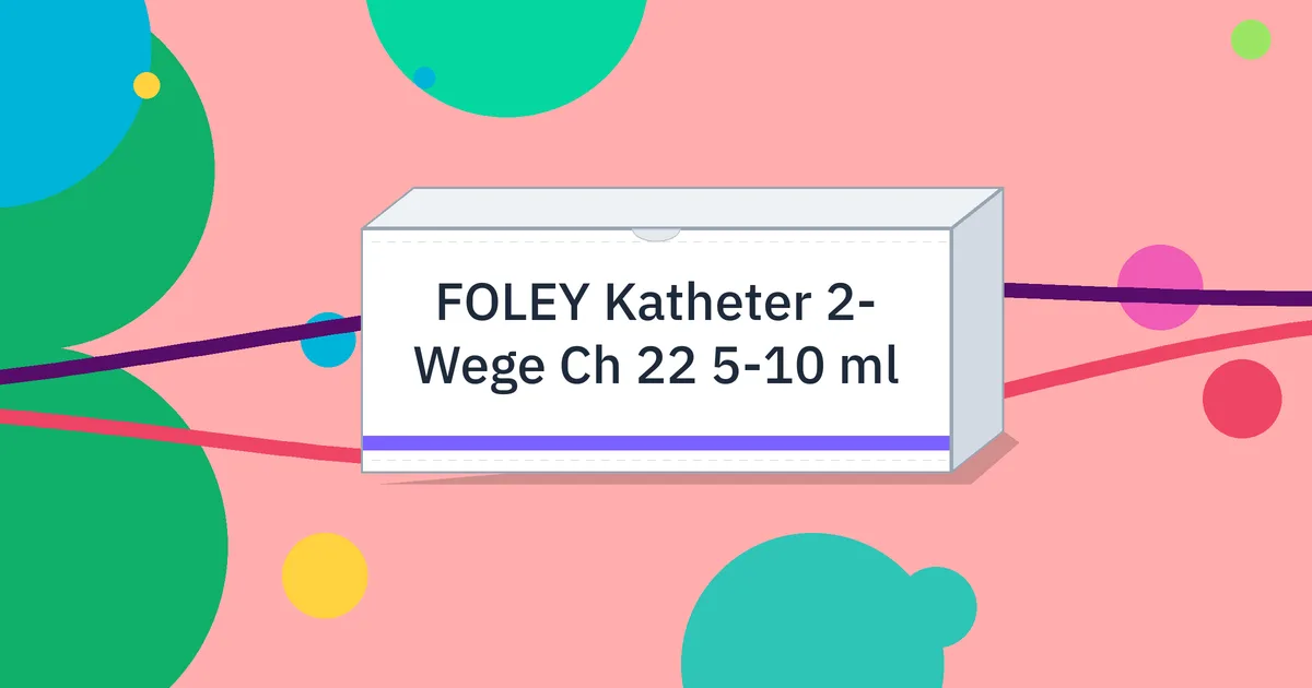 Symbolbild: Packung mit der Aufschrift FOLEY Katheter 2-Wege Ch 22 5-10 ml (PZN 17394977) – Verfügbarkeit und Bezug in Apotheken in Frankfurt am Main