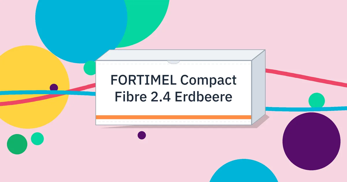 Symbolbild: Packung mit der Aufschrift FORTIMEL Compact Fibre 2.4 Erdbeere (PZN 19531378) – Verfügbarkeit und Bezug in Apotheken in Frankfurt am Main