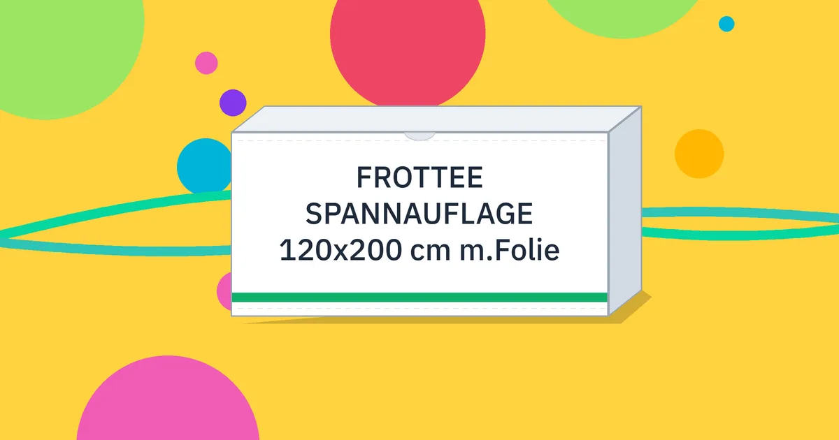 Symbolbild: Packung mit der Aufschrift FROTTEE SPANNAUFLAGE 120x200 cm m.Folie (PZN 00211168) – Verfügbarkeit und Bezug in Apotheken in Frankfurt am Main
