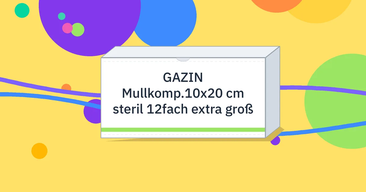 Symbolbild: Packung mit der Aufschrift GAZIN Mullkomp.10x20 cm steril 12fach extra groß (PZN 17851682) – Verfügbarkeit und Bezug in Apotheken in Frankfurt am Main