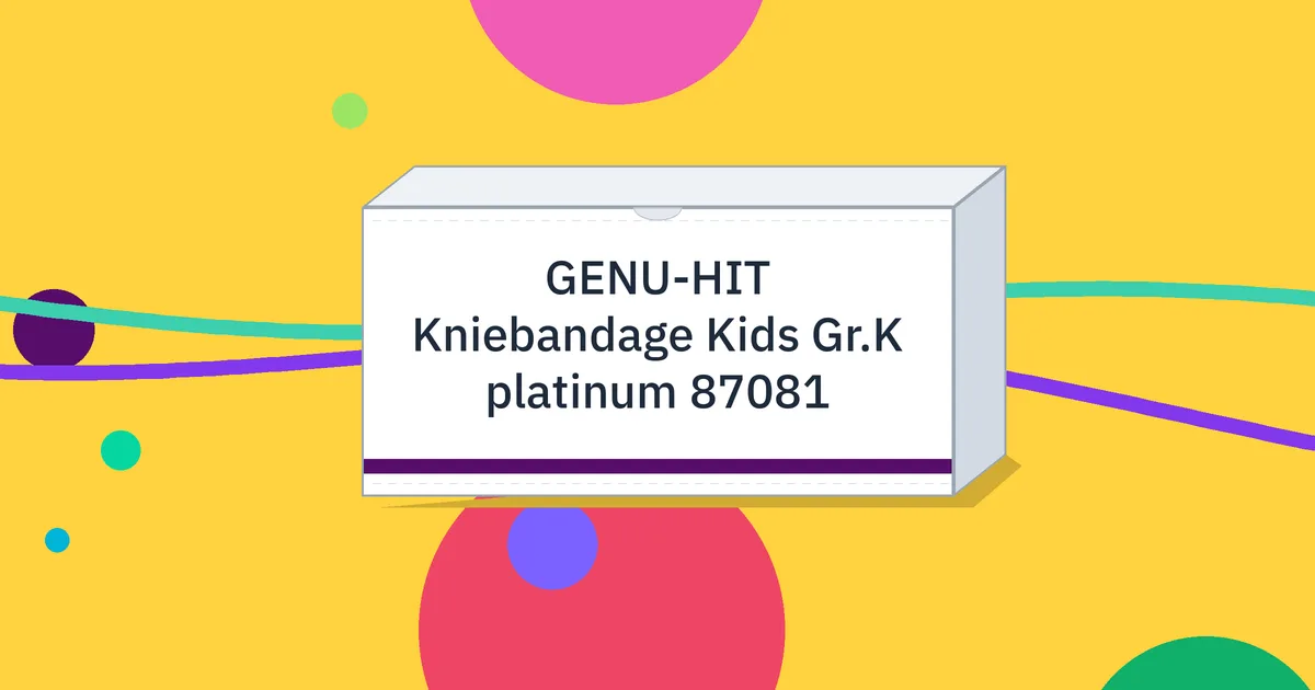 Symbolbild: Packung mit der Aufschrift GENU-HIT Kniebandage Kids Gr.K platinum 87081 (PZN 11017966) – Verfügbarkeit und Bezug in Apotheken in Frankfurt am Main