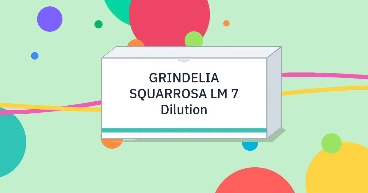 Symbolbild: Packung mit der Aufschrift GRINDELIA SQUARROSA LM 7 Dilution (PZN 13547409) – Verfügbarkeit und Bezug in Apotheken in Frankfurt am Main