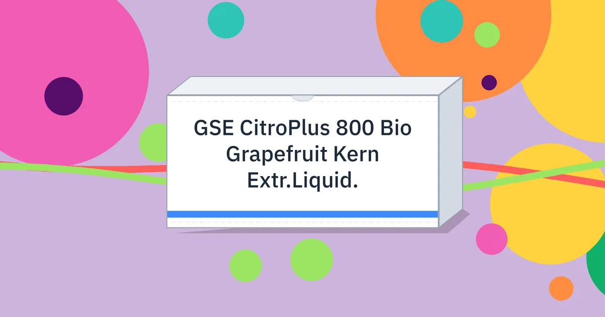 Symbolbild: Packung mit der Aufschrift GSE CitroPlus 800 Bio Grapefruit Kern Extr.Liquid. (PZN 09004689) – Verfügbarkeit und Bezug in Apotheken in Frankfurt am Main