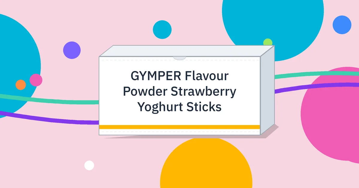 Symbolbild: Packung mit der Aufschrift GYMPER Flavour Powder Strawberry Yoghurt Sticks (PZN 15742090) – Verfügbarkeit und Bezug in Apotheken in Frankfurt am Main