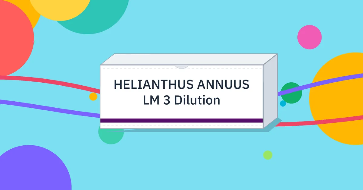 Symbolbild: Packung mit der Aufschrift HELIANTHUS ANNUUS LM 3 Dilution (PZN 12885682) – Verfügbarkeit und Bezug in Apotheken in Frankfurt am Main