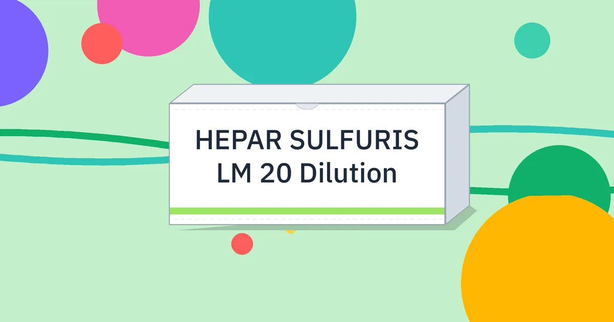 Symbolbild: Packung mit der Aufschrift HEPAR SULFURIS LM 20 Dilution (PZN 12887528) – Verfügbarkeit und Bezug in Apotheken in Frankfurt am Main