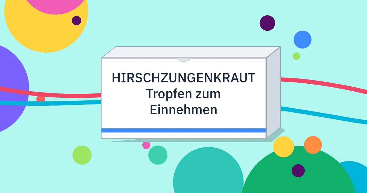 Symbolbild: Packung mit der Aufschrift HIRSCHZUNGENKRAUT Tropfen zum Einnehmen (PZN 11602788) – Verfügbarkeit und Bezug in Apotheken in Frankfurt am Main