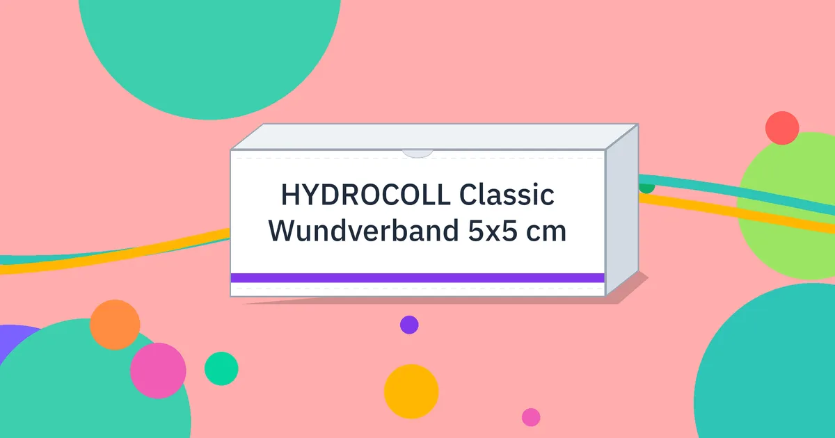 Symbolbild: Packung mit der Aufschrift HYDROCOLL Classic Wundverband 5x5 cm (PZN 19851060) – Verfügbarkeit und Bezug in Apotheken in Frankfurt am Main