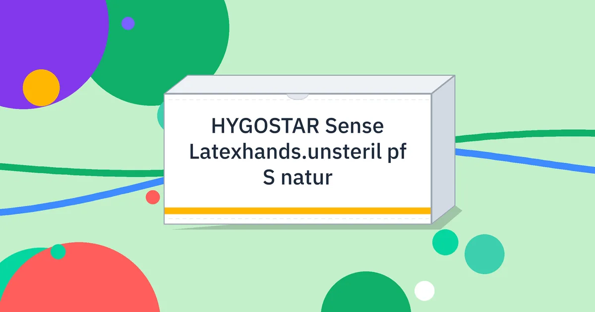 Symbolbild: Packung mit der Aufschrift HYGOSTAR Sense Latexhands.unsteril pf S natur (PZN 20774991) – Verfügbarkeit und Bezug in Apotheken in Frankfurt am Main