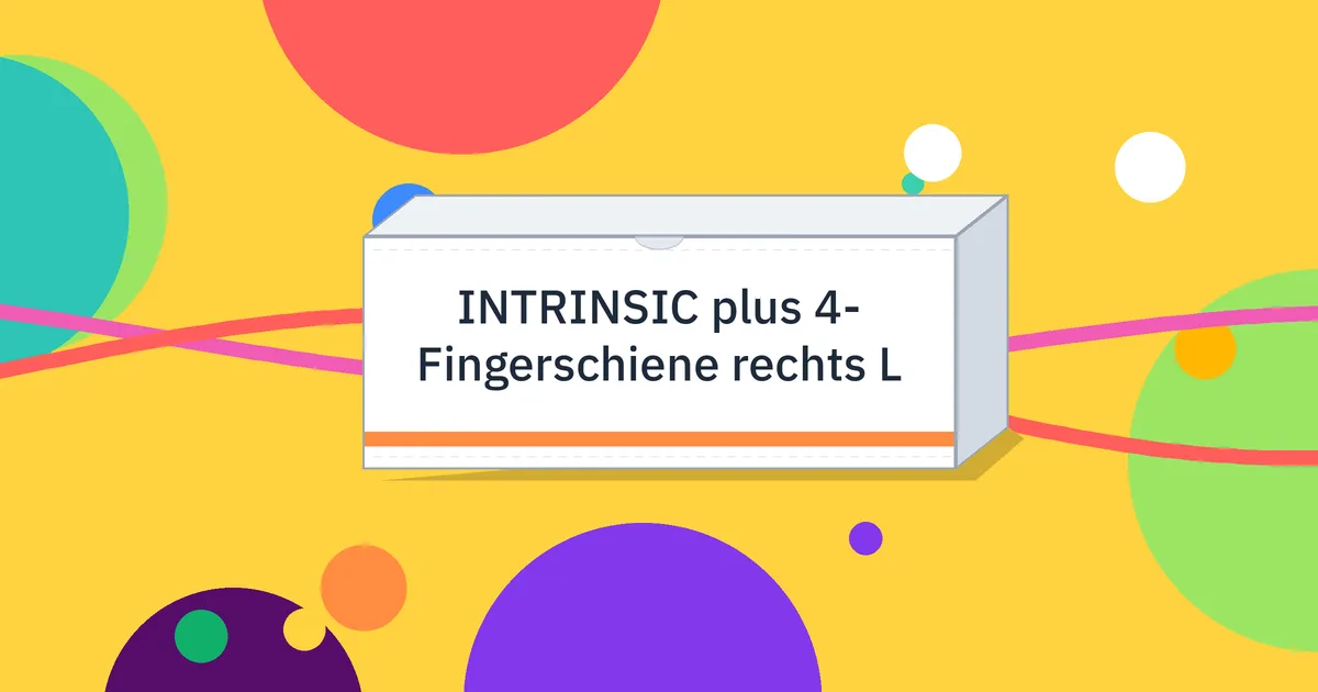 Symbolbild: Packung mit der Aufschrift INTRINSIC plus 4-Fingerschiene rechts L (PZN 16837622) – Verfügbarkeit und Bezug in Apotheken in Frankfurt am Main