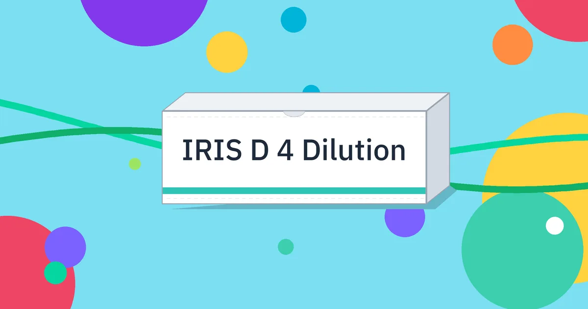 Symbolbild: Packung mit der Aufschrift IRIS D 4 Dilution (PZN 01774287) – Verfügbarkeit und Bezug in Apotheken in Frankfurt am Main