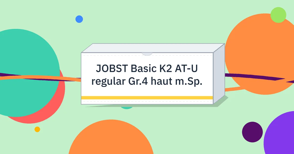 Symbolbild: Packung mit der Aufschrift JOBST Basic K2 AT-U regular Gr.4 haut m.Sp. (PZN 13060742) – Verfügbarkeit und Bezug in Apotheken in Frankfurt am Main