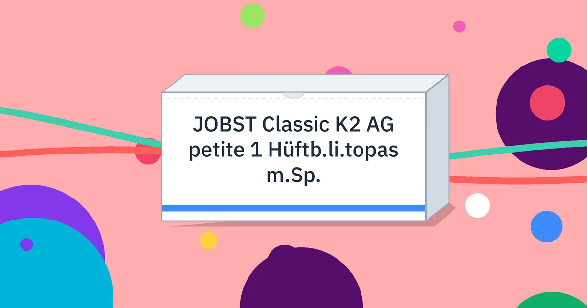 Symbolbild: Packung mit der Aufschrift JOBST Classic K2 AG petite 1 Hüftb.li.topas m.Sp. (PZN 13064415) – Verfügbarkeit und Bezug in Apotheken in Frankfurt am Main