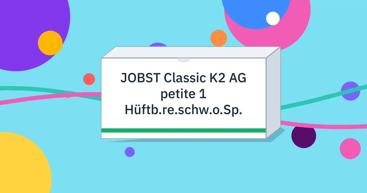 Symbolbild: Packung mit der Aufschrift JOBST Classic K2 AG petite 1 Hüftb.re.schw.o.Sp. (PZN 13065797) – Verfügbarkeit und Bezug in Apotheken in Frankfurt am Main